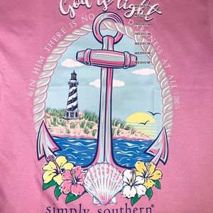 Simply Southern | Tops | Nwt Simply Southern Pink Anchor Lighthouse God ...